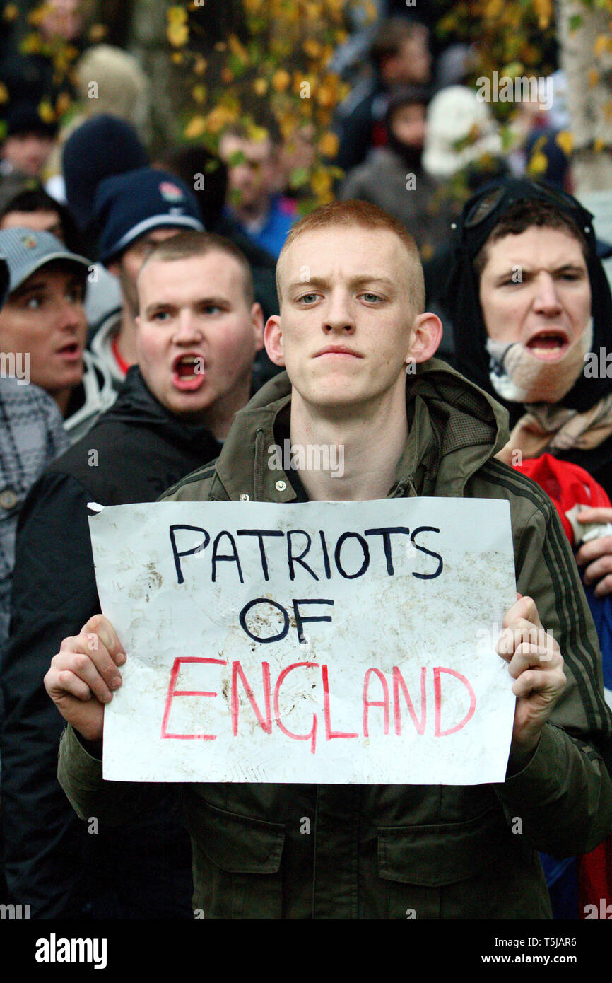 English Defence League far right demonstration in Nottingham. 05.12. ...