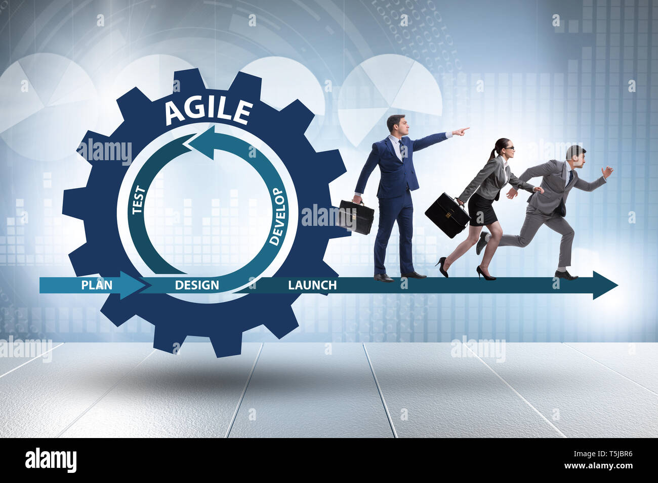 Businessman in agile methods concept Stock Photo - Alamy