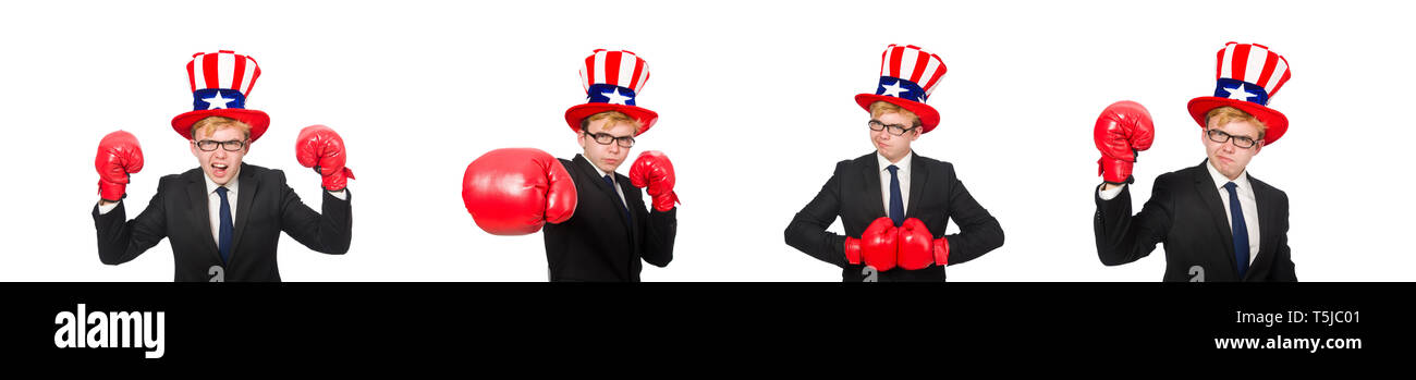 Man wearing hat with american symbols Stock Photo - Alamy