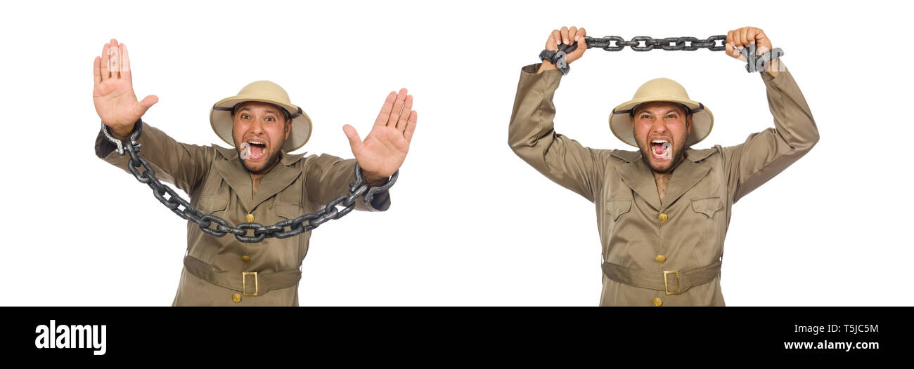 Man with chain isolated on white Stock Photo - Alamy