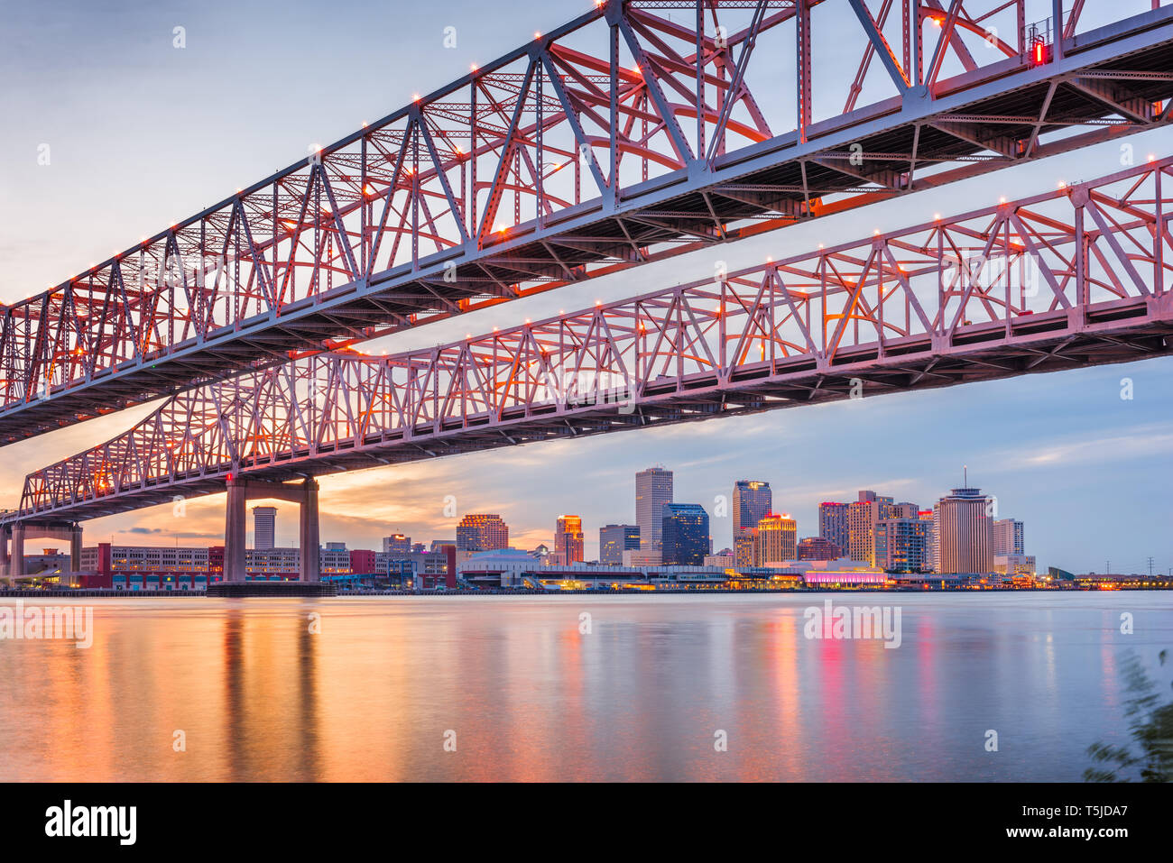 New Orleans, Louisiana, USA at Crescent City Connection Bridge over the ...