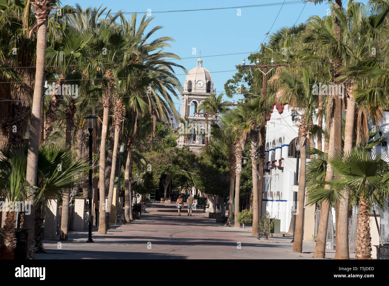 Pedestrialn walkway and Mission Loreto, Loreto, Baja California Sur ...
