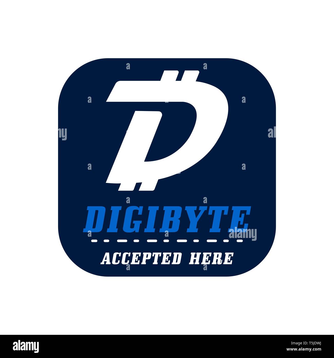 Digibyte logo button. Digital asset concept. DGB accepted text. Crypto ...
