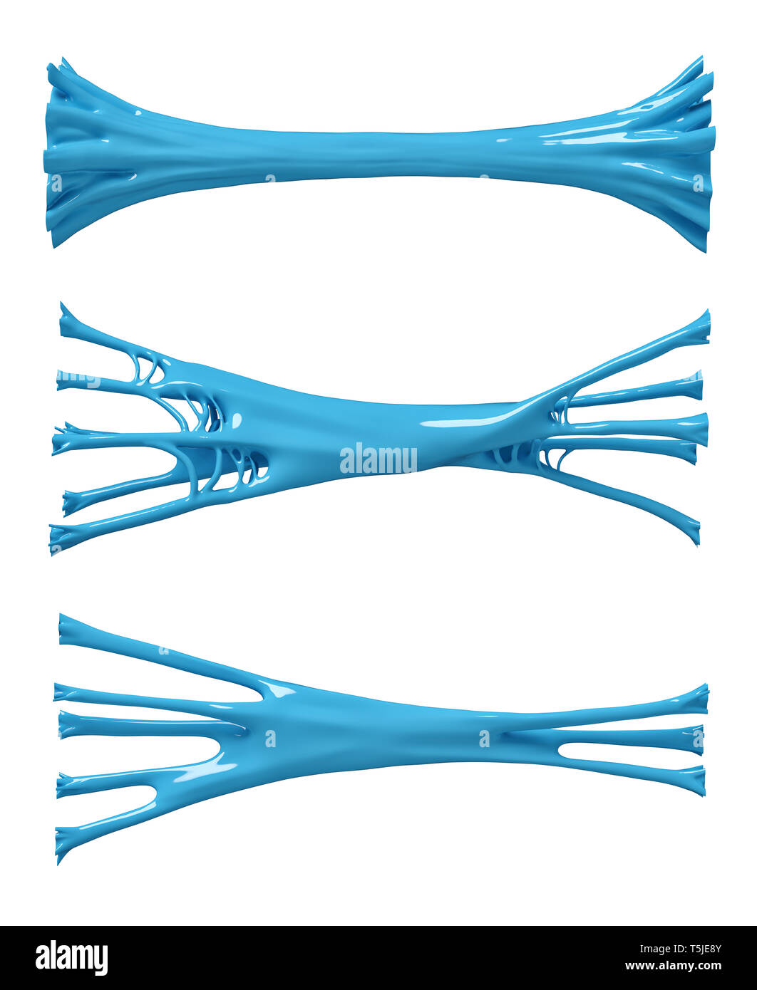 3d rendering of three blue sticky slime banners isolated on white ...