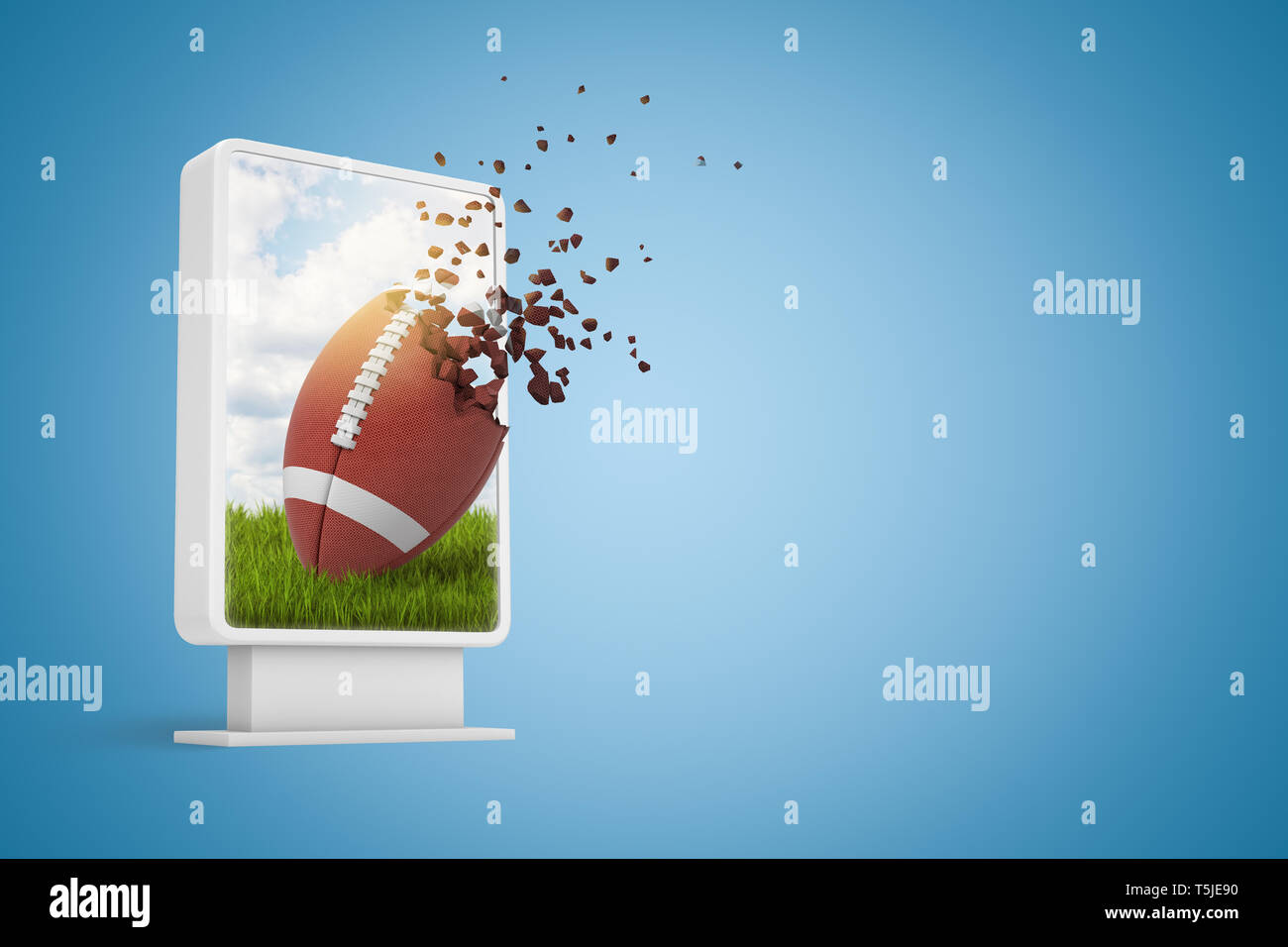 3d rendering of digital display with oval ball for American football ...