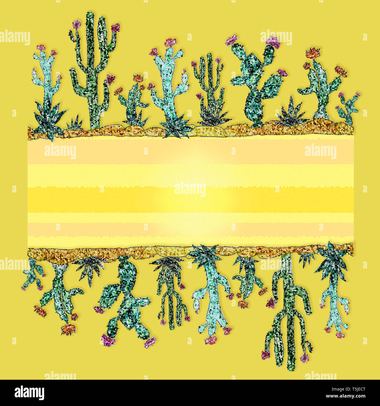 Bright frame of cacti. Tropical exotic borders Stock Photo - Alamy