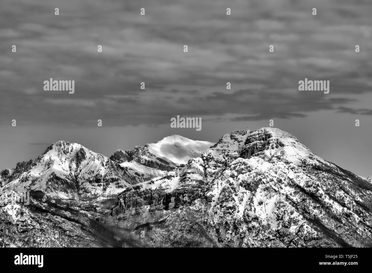 Alps landscape, black and white photography Stock Photo - Alamy