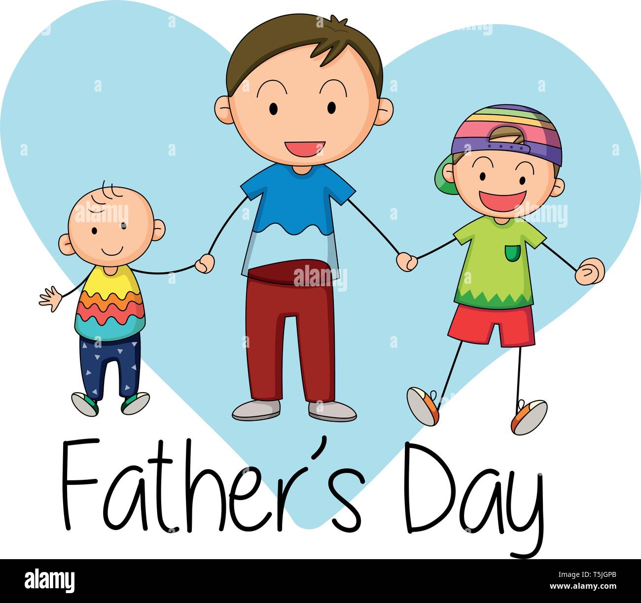 Doodle father with children illustration Stock Vector Image & Art - Alamy