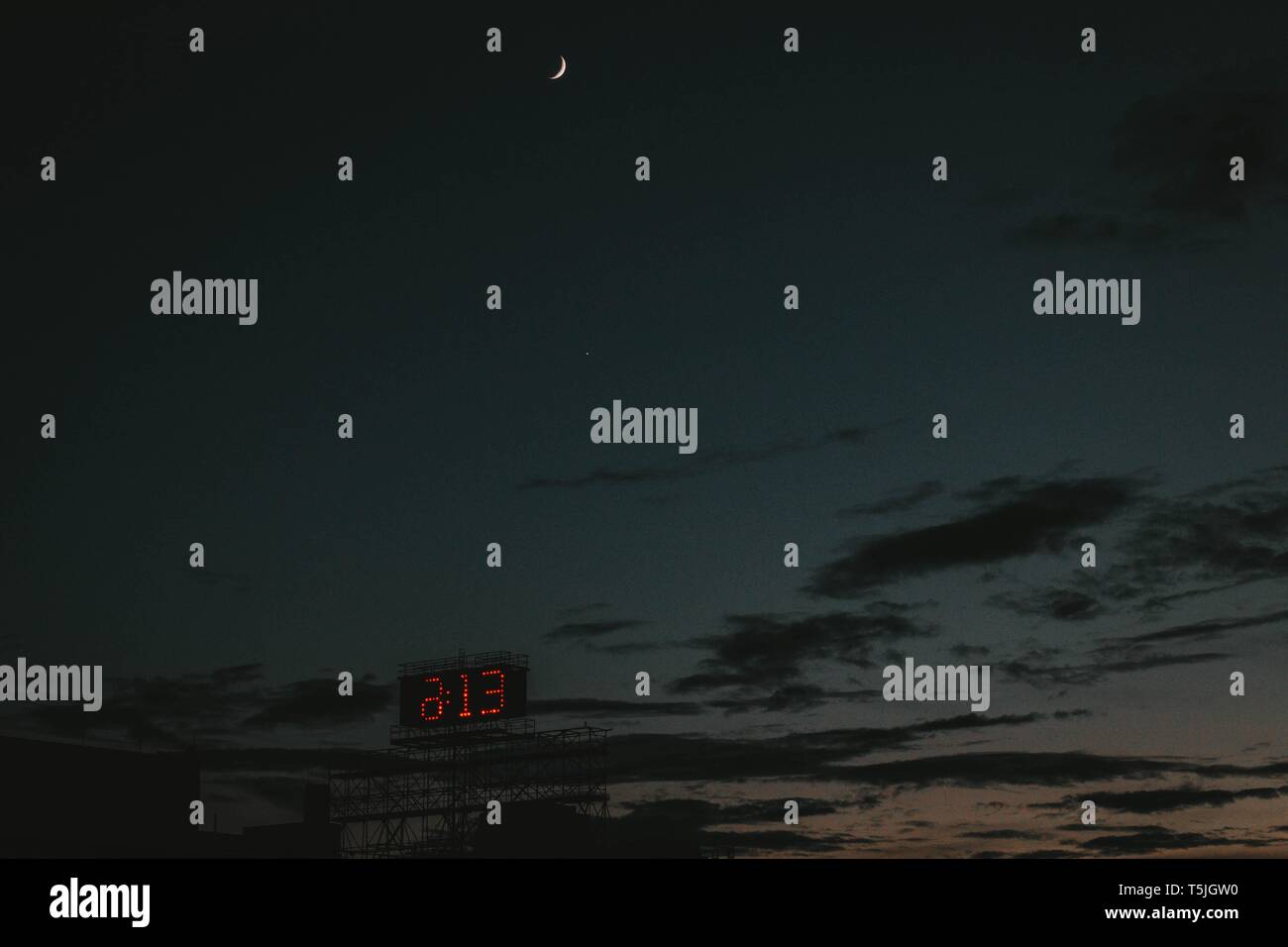 Beautiful night sky with a sign for an airplane Stock Photo - Alamy