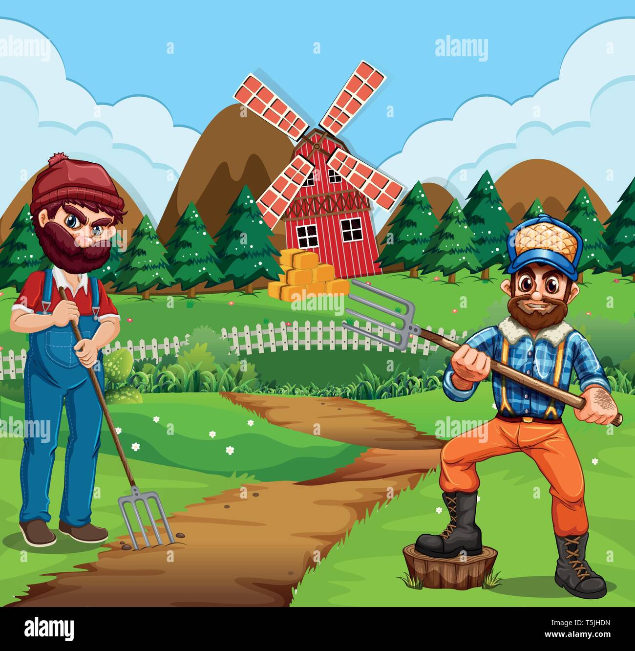 Farmer working in the farm illustration Stock Vector Image & Art - Alamy