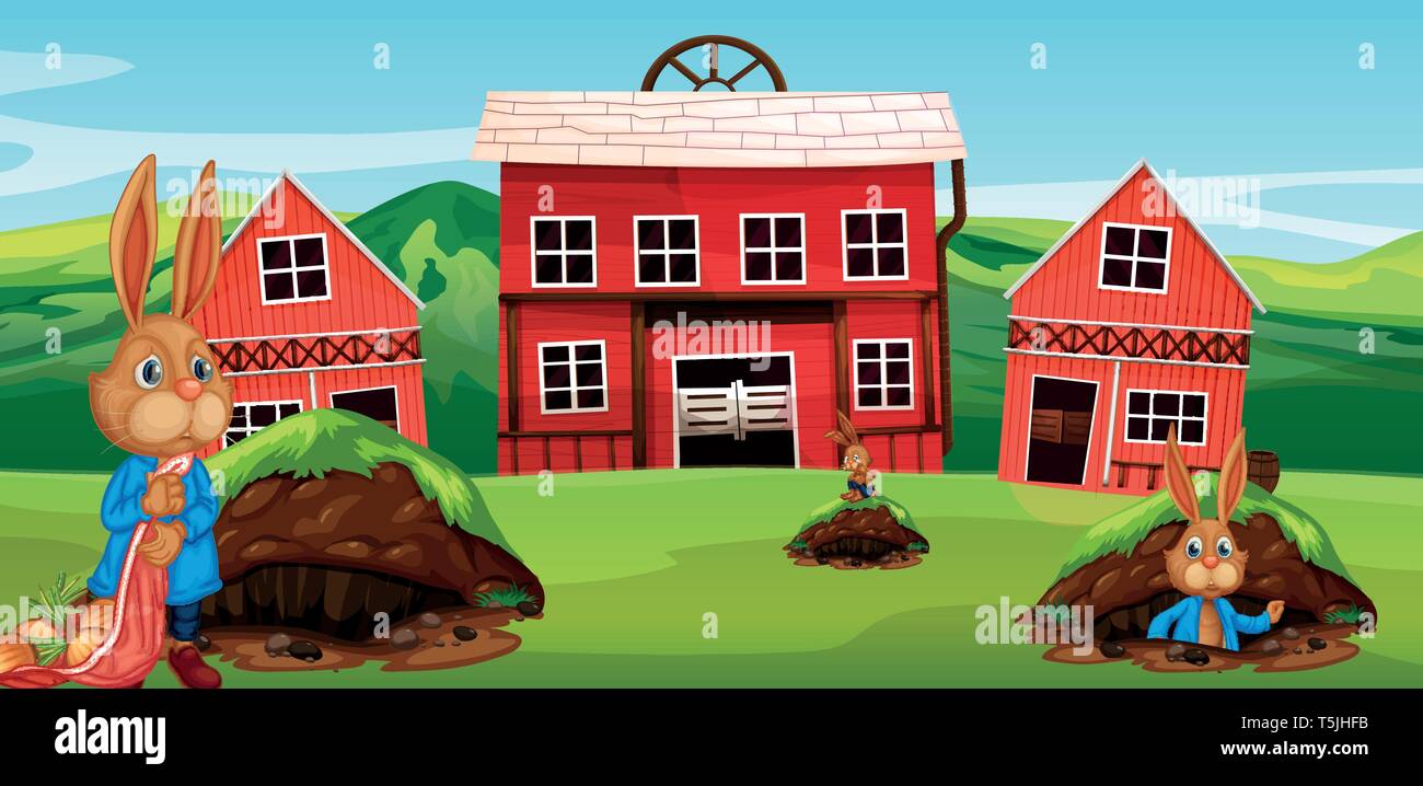 Rabbit at the farmland illustration Stock Vector Image & Art - Alamy