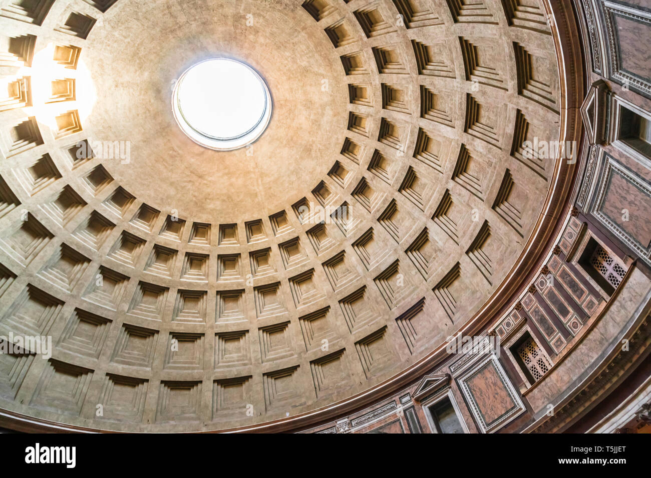 Italiy, Rome, view to coffered ceiling of Pantheon, partial view Stock ...