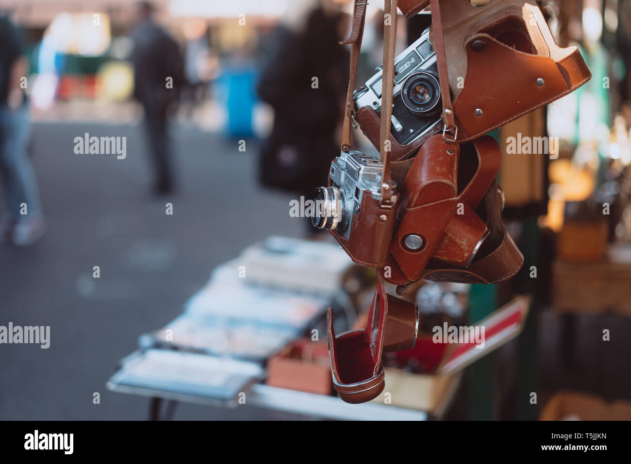 Old cameras are sold at a street market Stock Photo - Alamy