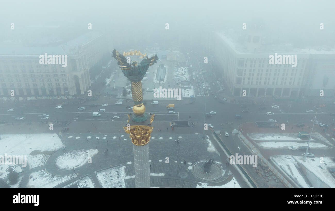 Statue of Berehynia on the top of Independence Monument in Kiev ...