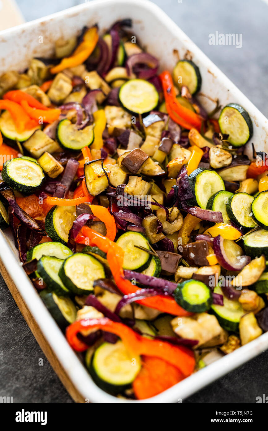 Mix of cooked vegetables in casserole Stock Photo - Alamy