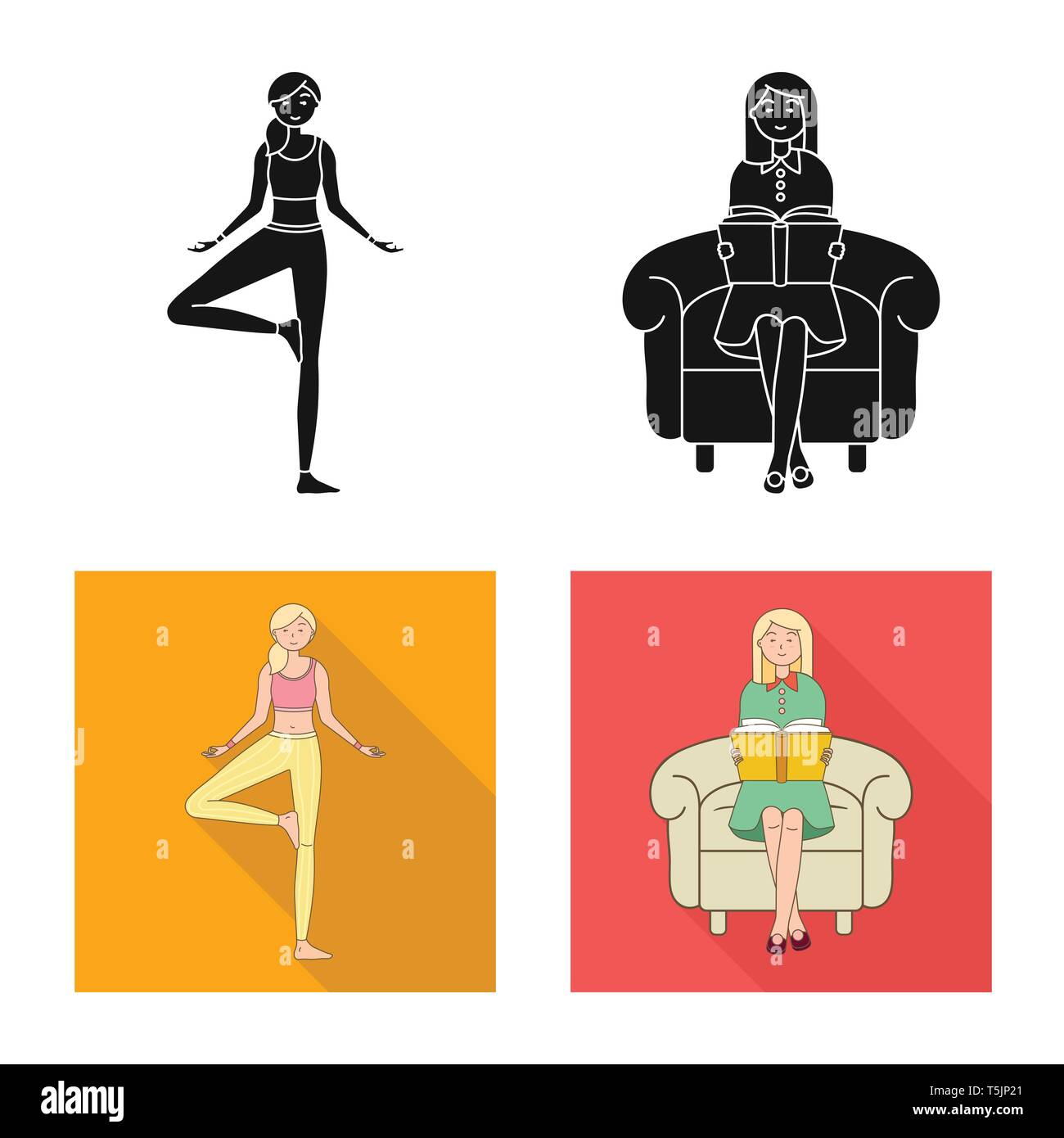 Isolated object of posture and mood icon. Collection of posture and ...