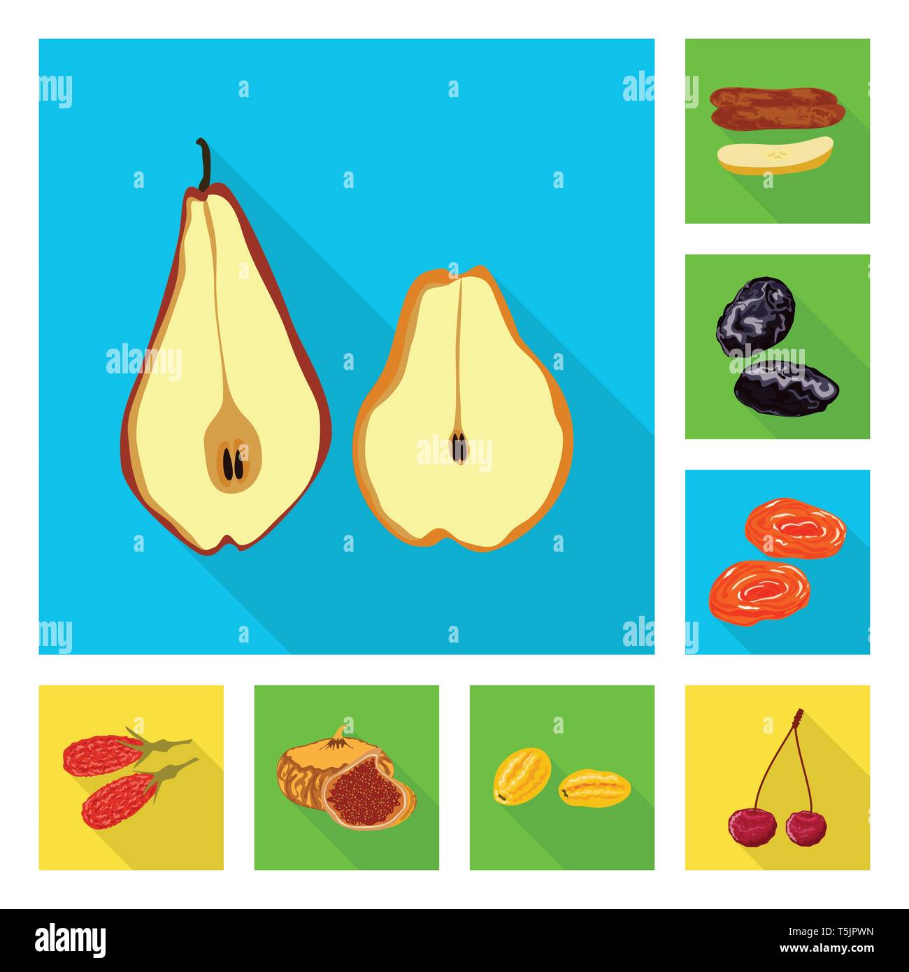 Vector design of fruit and dried icon. Set of fruit and food stock ...