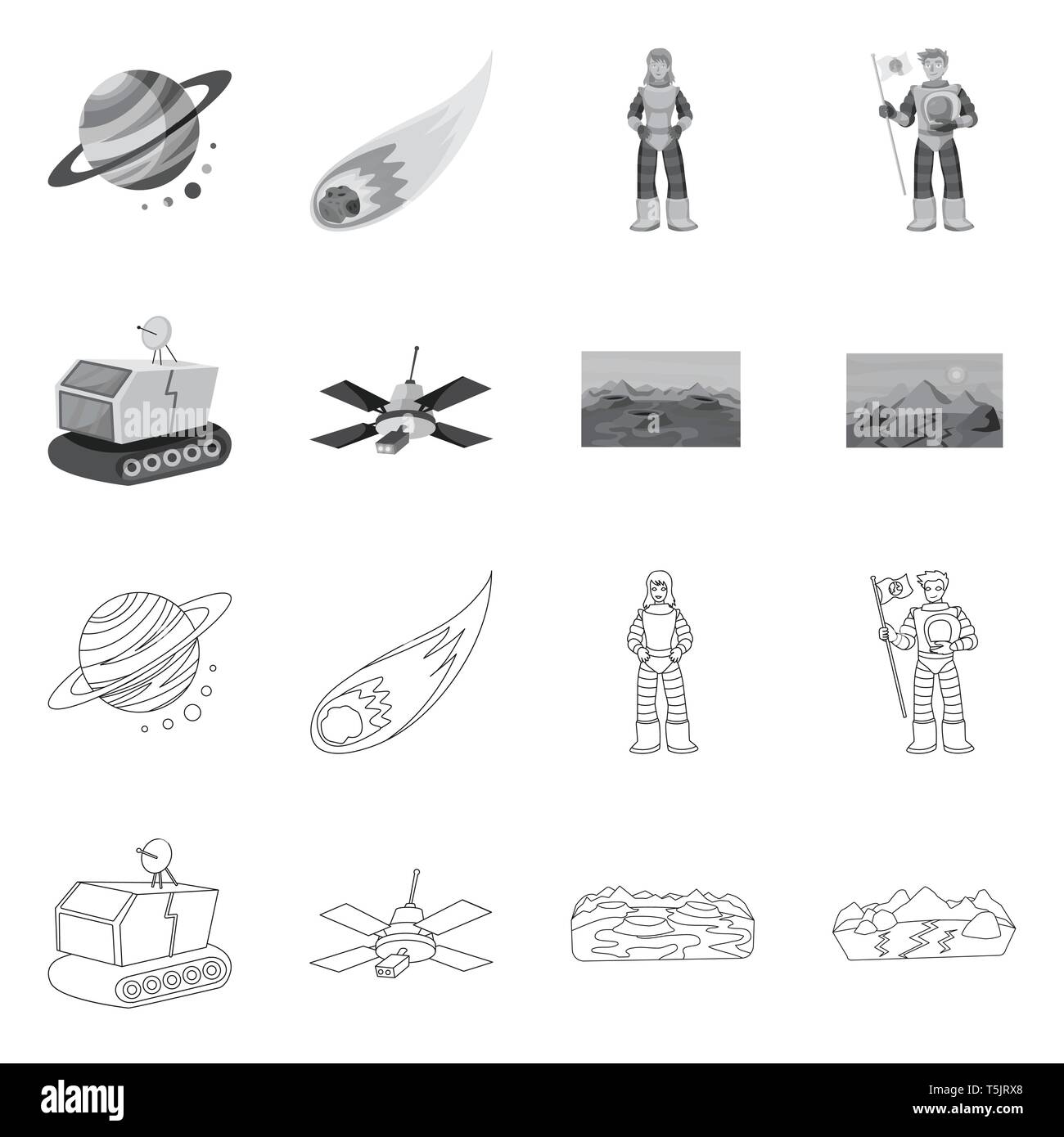 Vector illustration of astronomy and technology symbol. Set of ...