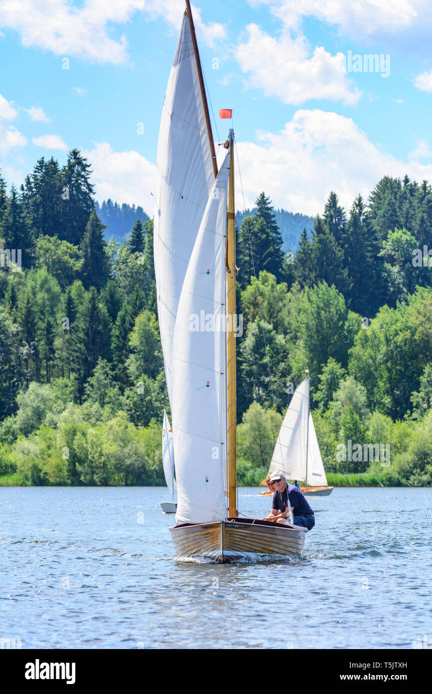 Sailing on inland lake in Allgäu in summertime Stock Photo - Alamy