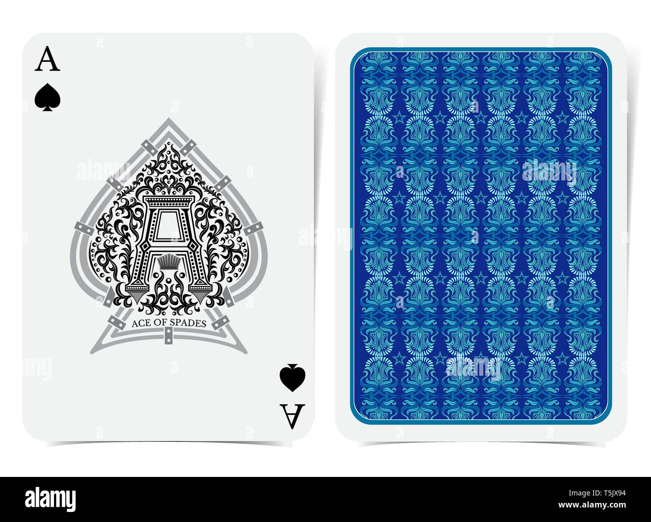 Ace of spades face with capital letter A inside floral pattern in the ...