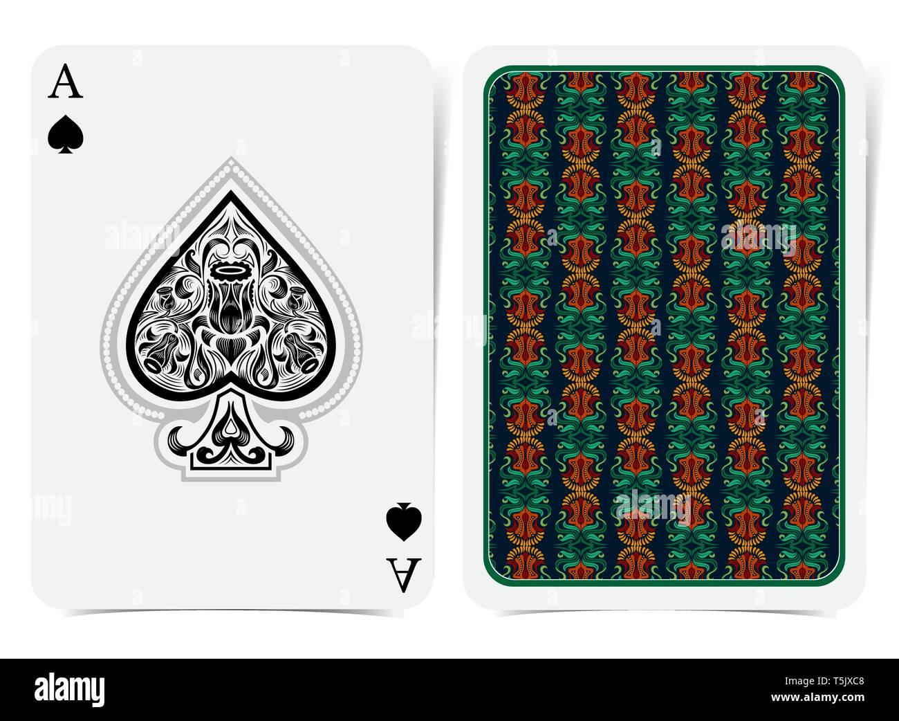 Ace of spades face with narcissus flowers pattern inside spades and ...