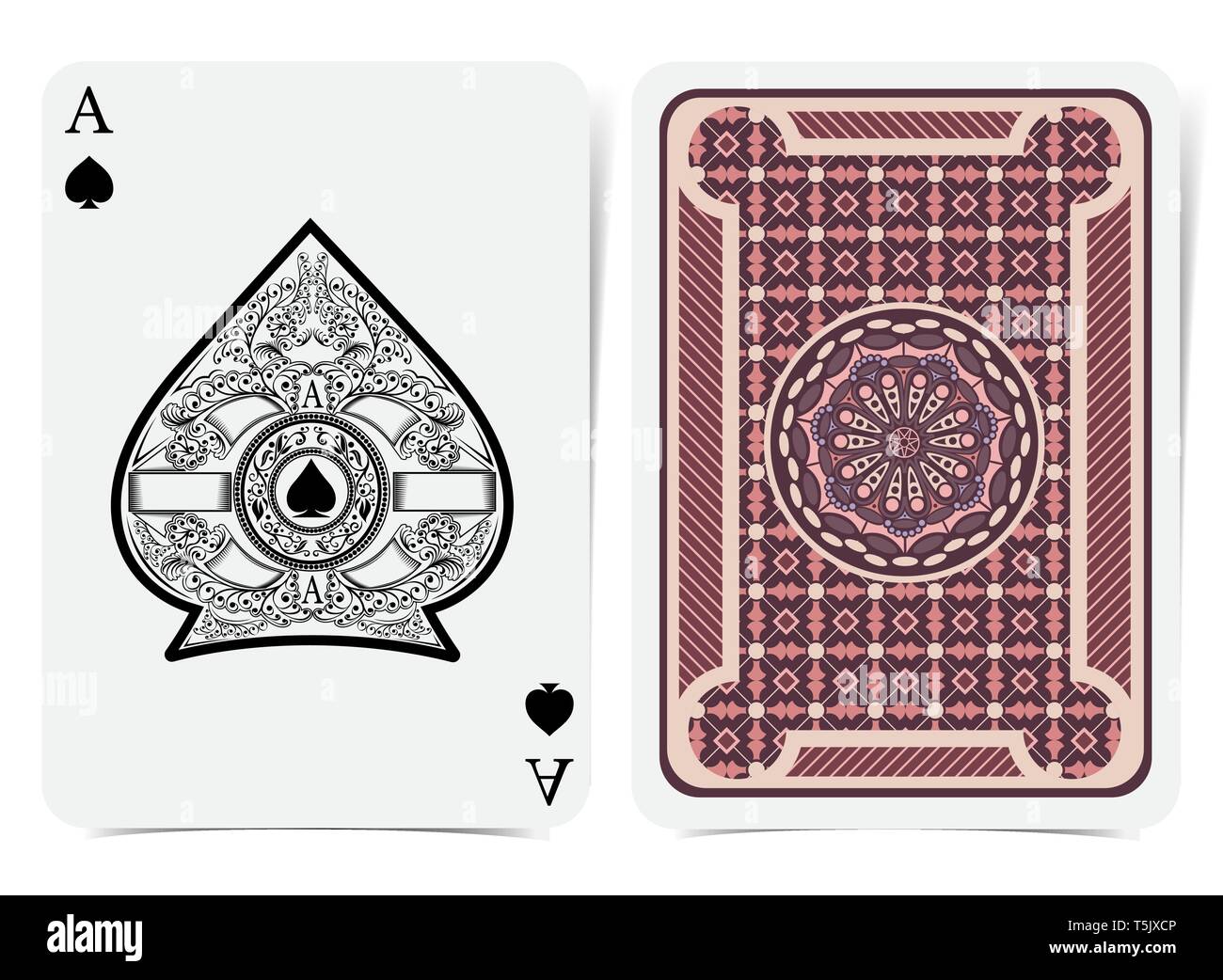 Ace of spades face with spades inside floral pattern in center spades ...