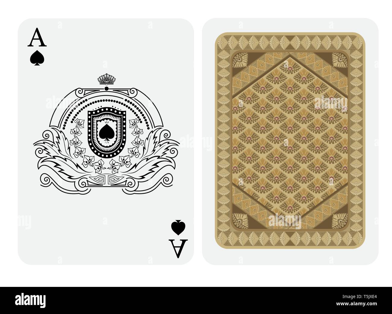 Ace of spades face with spades inside of floral pattern and abstract ...