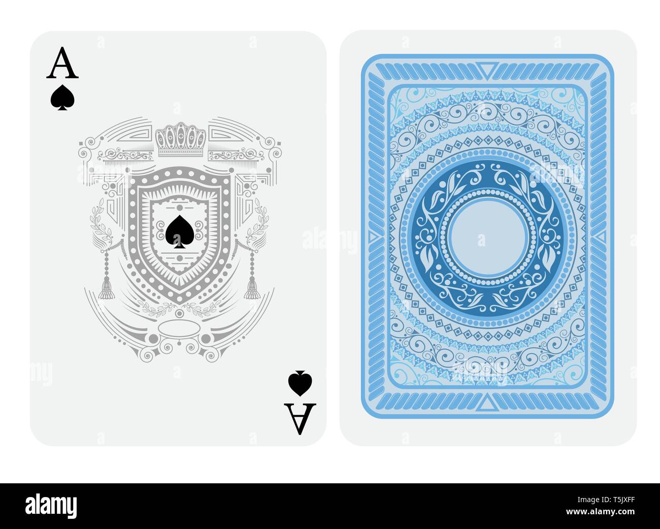 Ace of spades face with spades inside of shield with pattern vintage ...
