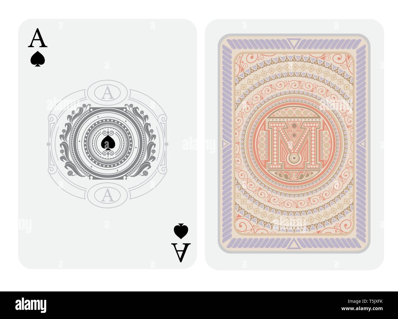 Ace of spades face with spades inside round geometrical frame with ...