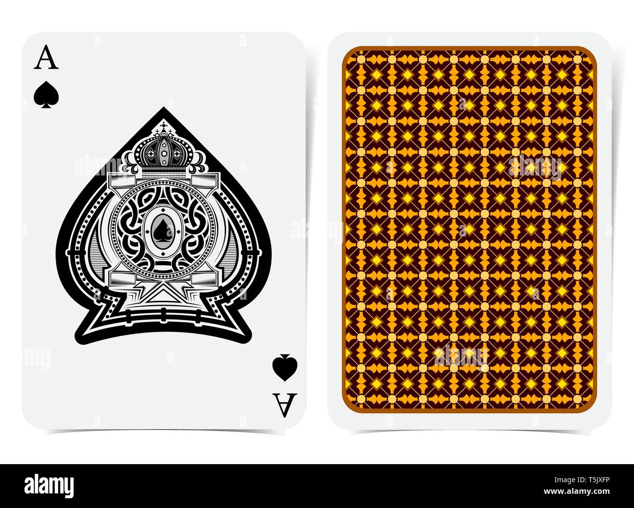 Ace of spades face with spades inside round heraldic pattern round ...