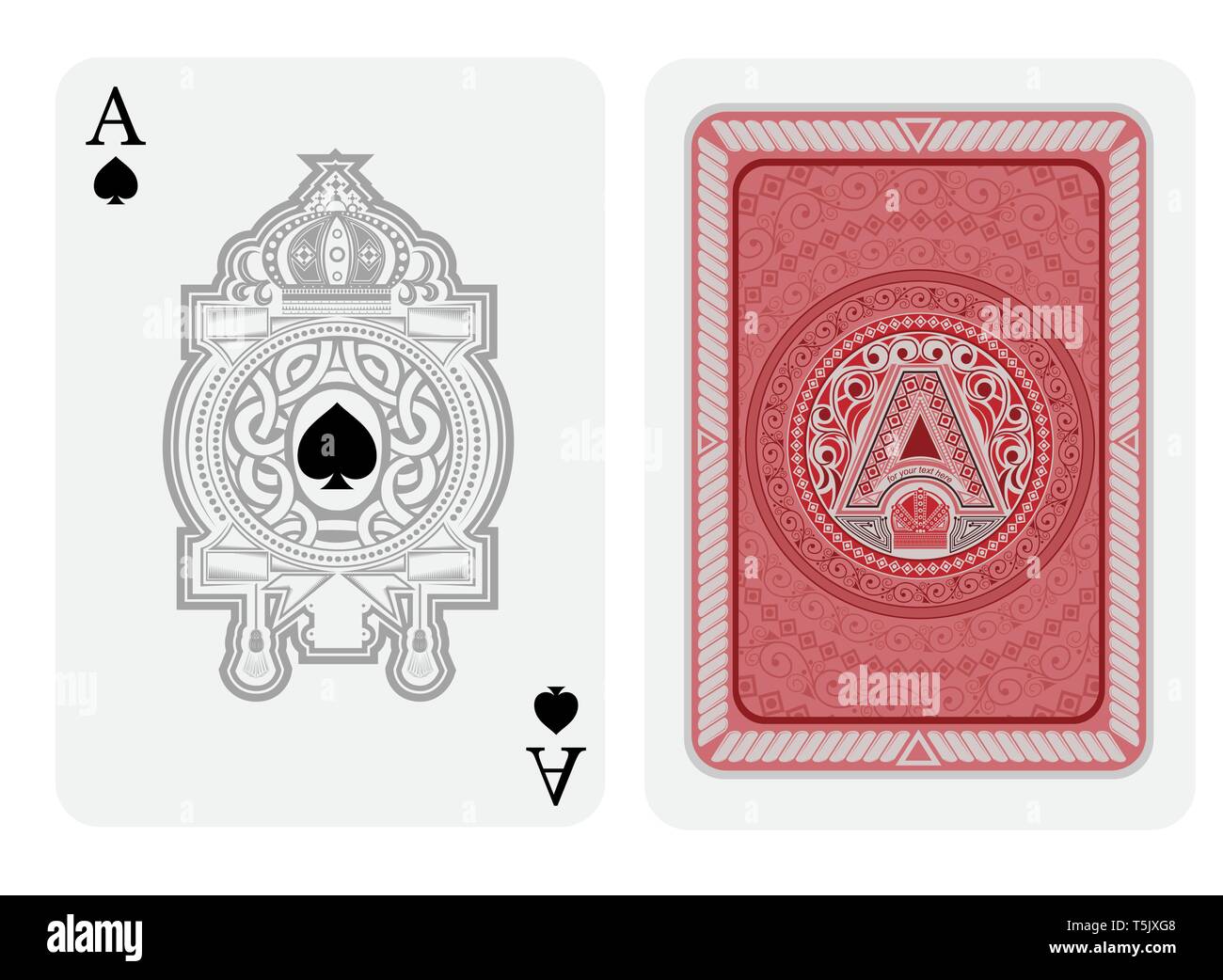 Ace of spades face with spades inside round pattern frame with vintage ...