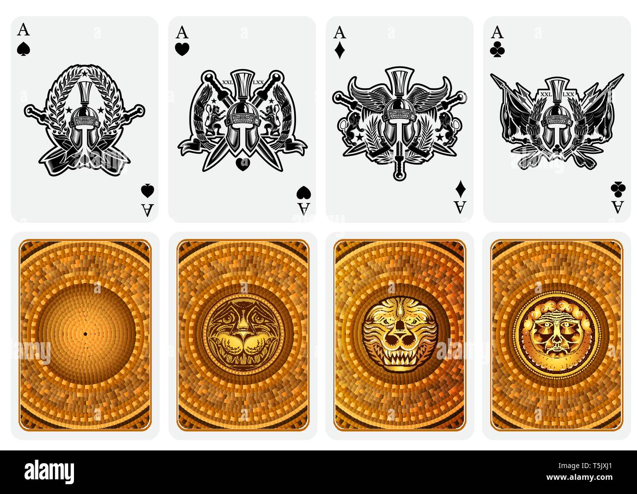 Best set from four card aces with different faces and backs in greece ...