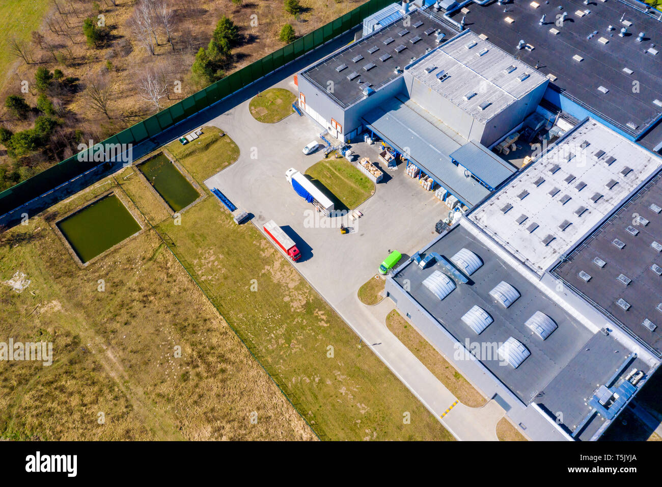 Distribution logistics buildings and industrial area - aerial view ...