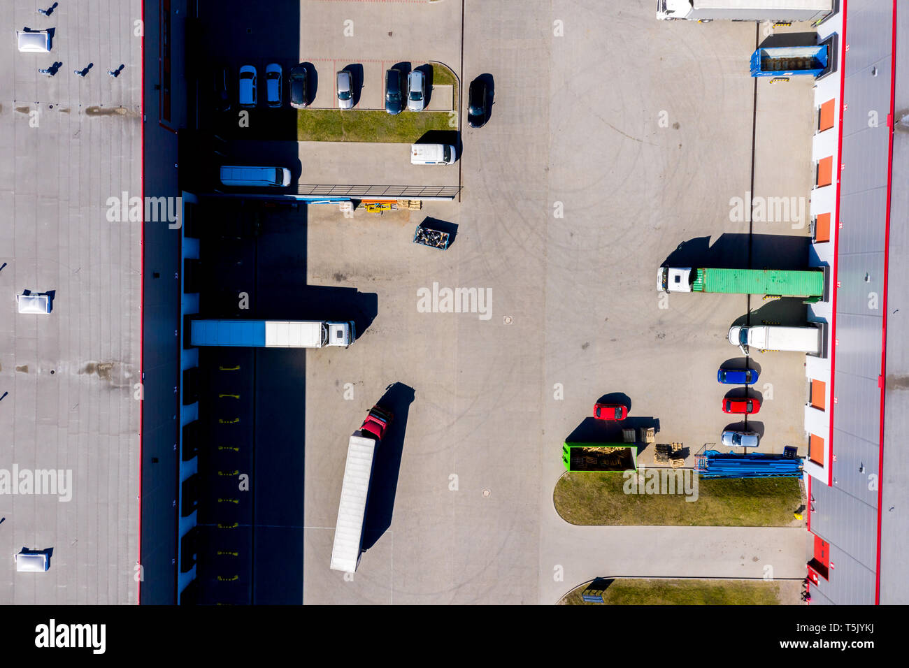 Distribution logistics buildings and industrial area - aerial view ...