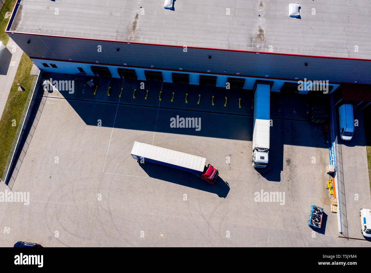 Distribution logistics buildings and industrial area - aerial view ...