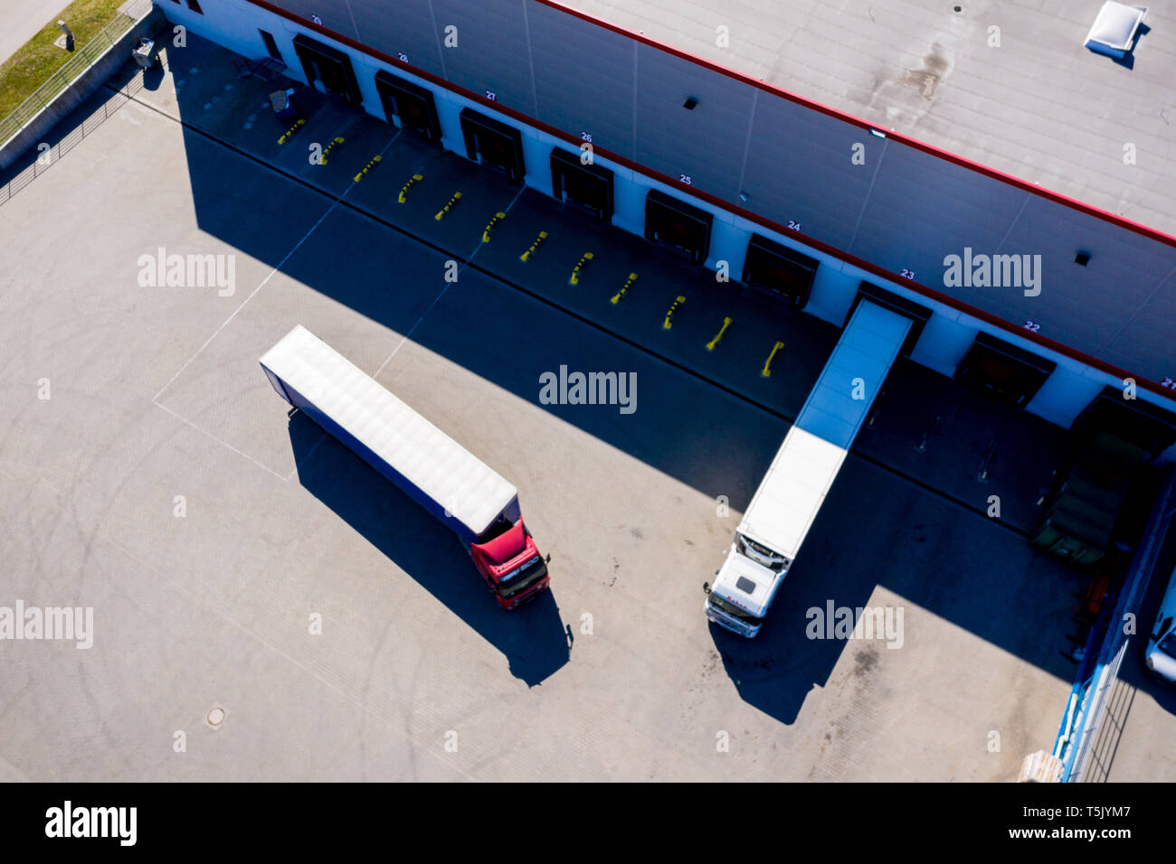 Distribution logistics buildings and industrial area - aerial view ...