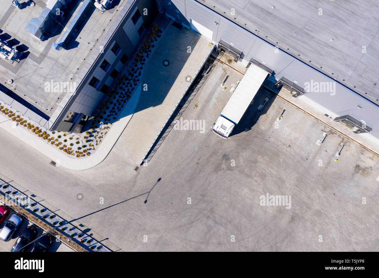 Distribution logistics buildings and industrial area - aerial view ...