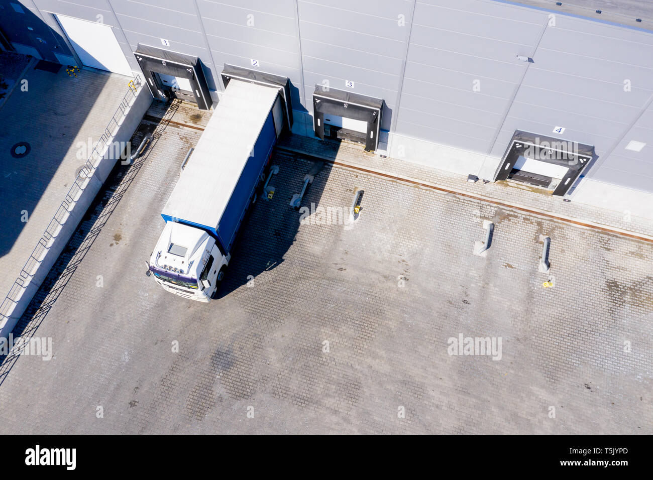 Distribution logistics buildings and industrial area - aerial view ...