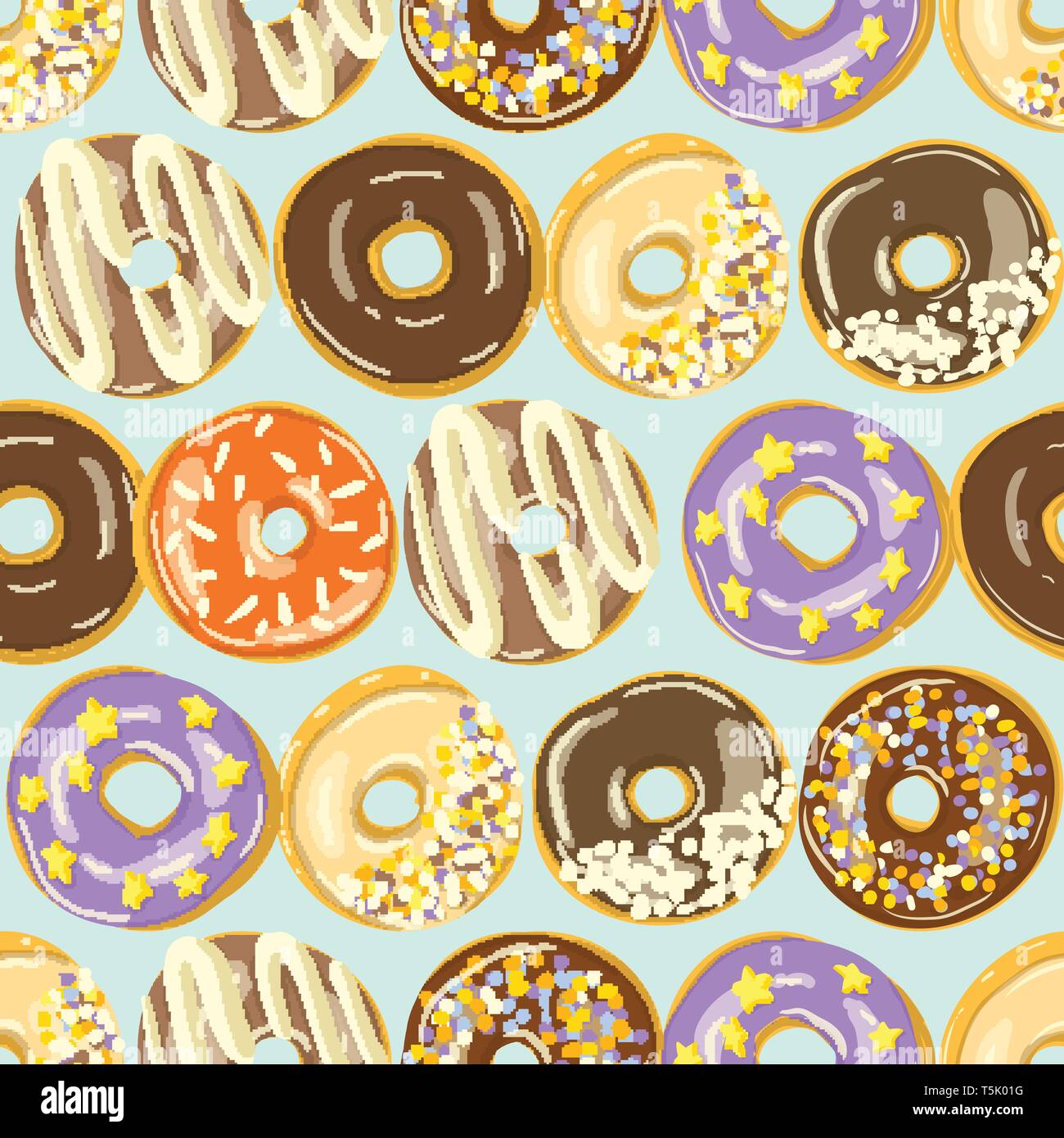 Glazed Donuts seamless pattern. Bakery Vector illustration. Top View doughnuts Stock Vector ...