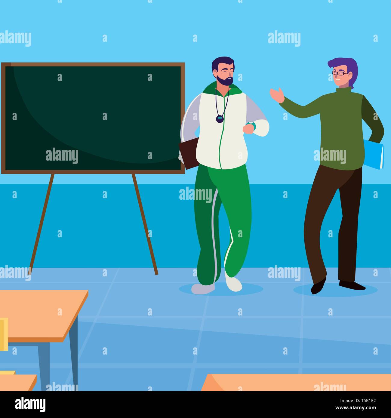 teachers classic and sports in the classroom vector illustration design ...