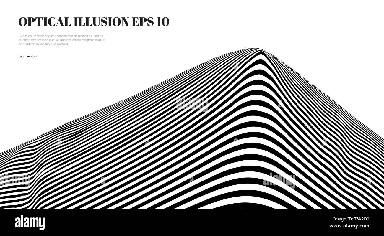 Optical illusion lines background. Abstract 3d black and white ...