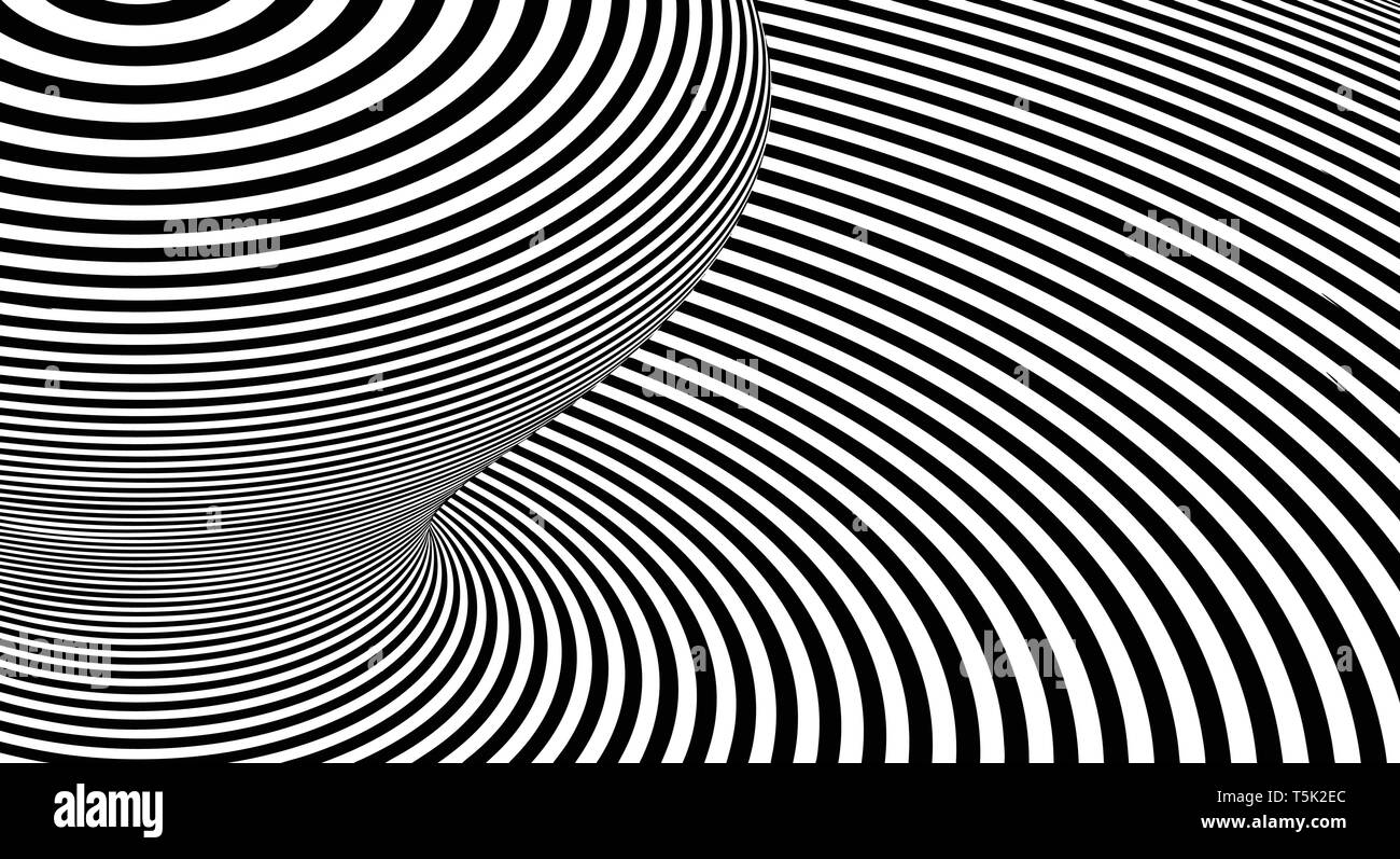 Optical illusion lines background. Abstract 3d black and white ...