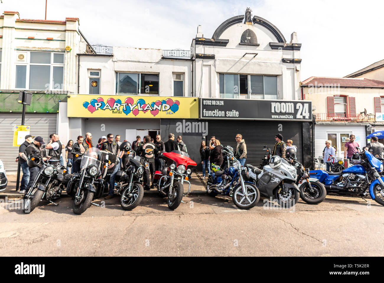 Bikers at the Southend Shakedown motorcycle rally, Southend on Sea ...