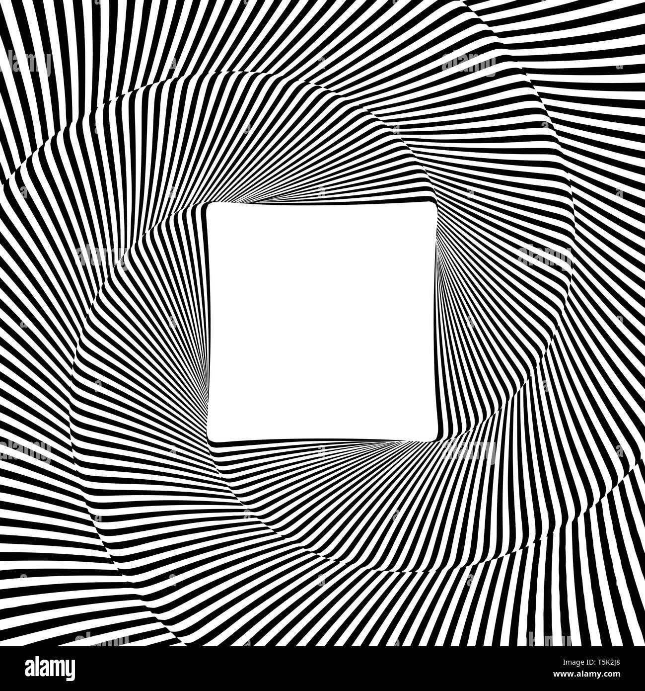 Optical illusion lines background. Abstract 3d black and white ...