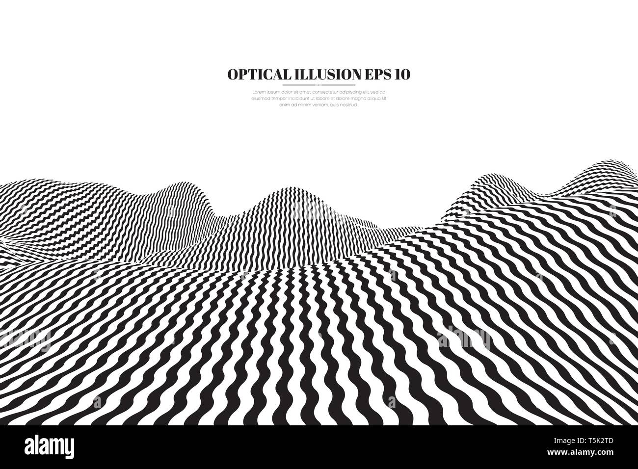 Optical illusion lines background. Abstract 3d black and white ...