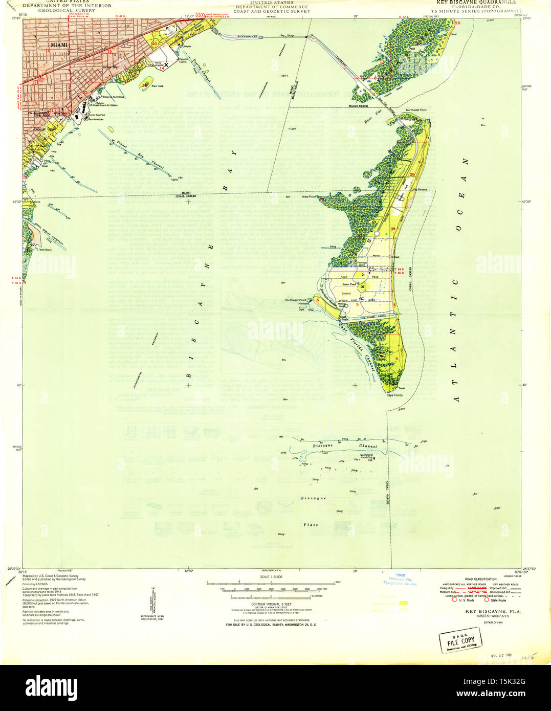 USGS TOPO Map Florida FL Key Biscayne 346911 1949 24000 Restoration ...