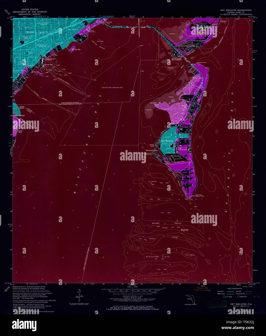 USGS TOPO Map Florida FL Key Biscayne 346912 1962 24000 Inverted ...