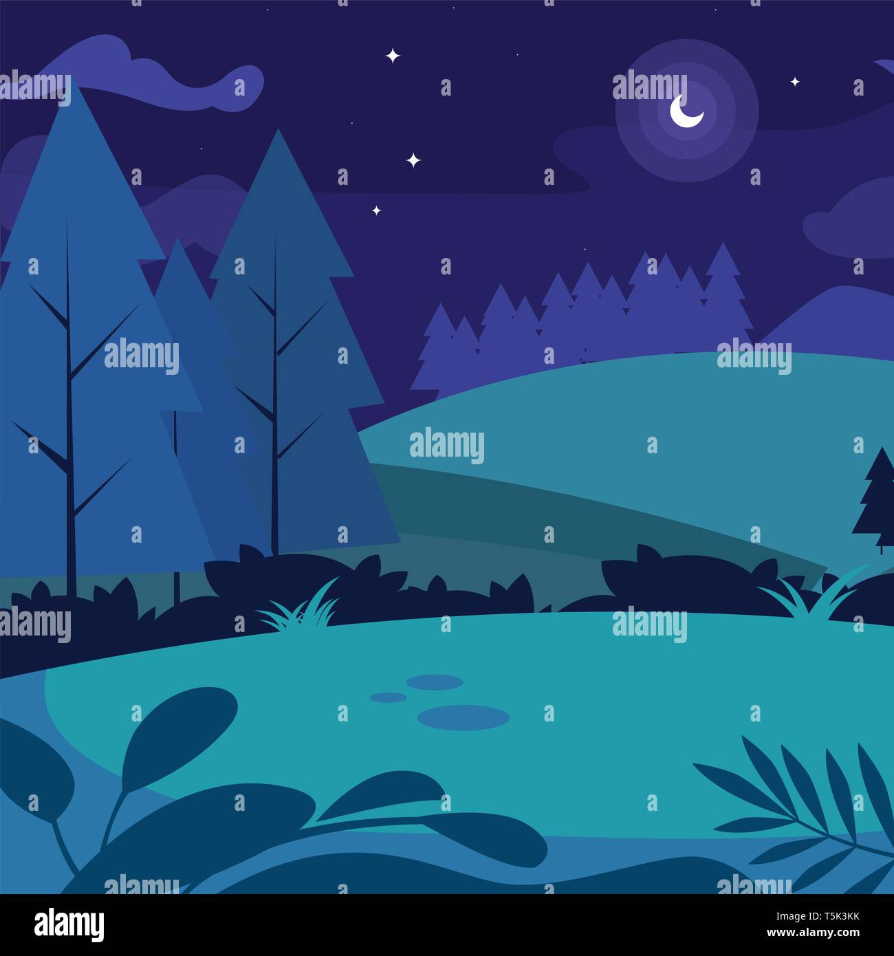 camp scene at night vector illustration design Stock Vector Image & Art ...