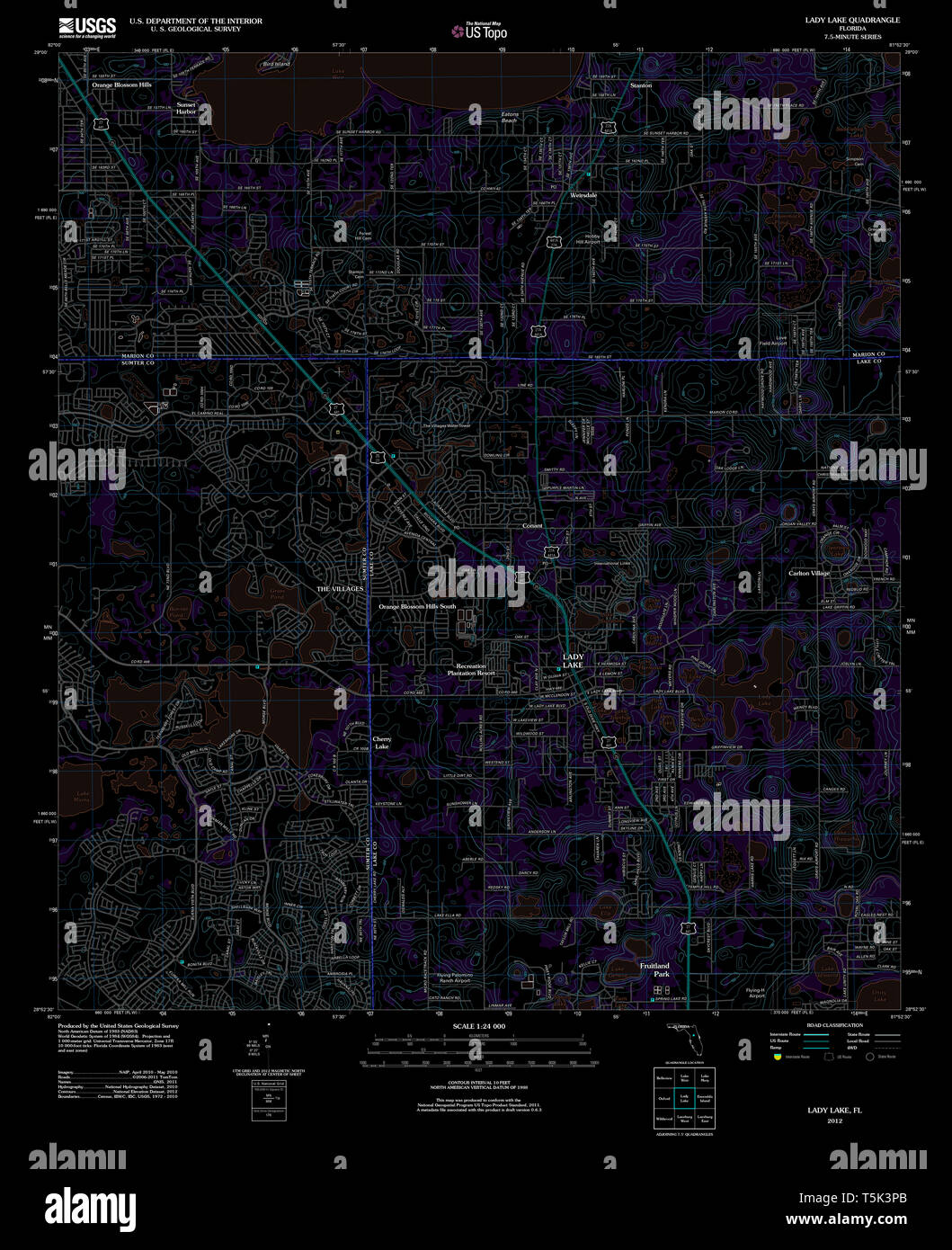 Map of lady lake hi-res stock photography and images - Alamy