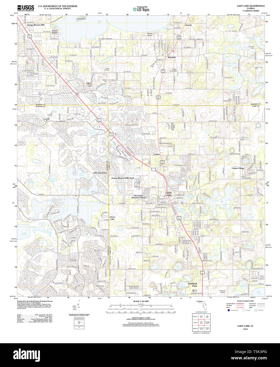 Map of lady lake hi-res stock photography and images - Alamy
